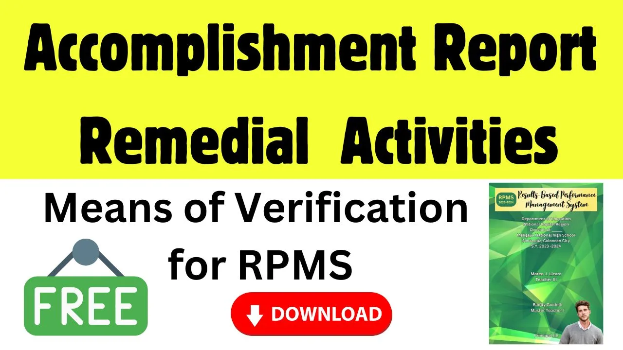 Accomplishment Report for Remedial Activities | Download here!